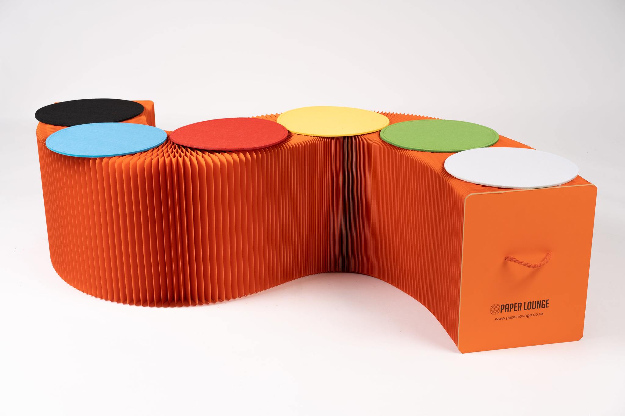 Orange Foldable Paper Bench UK - Paper Lounge
